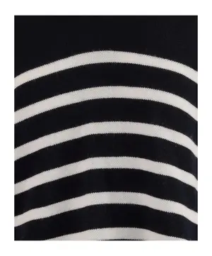 ALLUDE Striped Hooded Sweater - Black