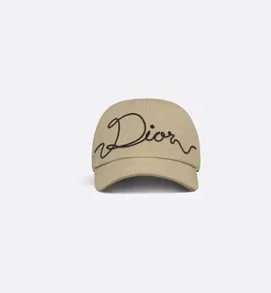 Dior Embroidered Ribbon Cap - Beige