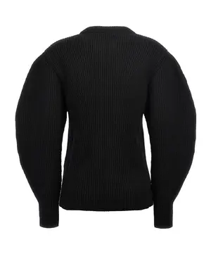 JIL SANDER Crewneck Puff Sleeve Knit Pullover