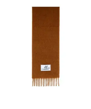 Marni Logo Patch Fringed Scarf - Brown