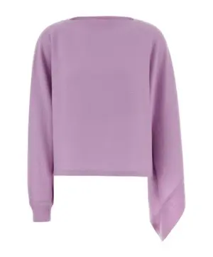 JIL SANDER Draped Asymmetrical Crewneck Cape - Pink