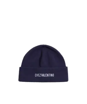 Valentino Garavani Logo Embroidered Beanie - Blue