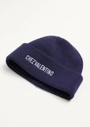 Valentino Garavani Logo Embroidered Beanie - Blue