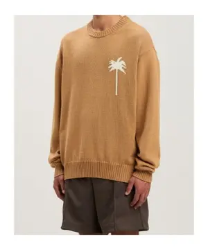 Palm Angels Palm Tree Intarsia Crewneck Knitted Jumper - Brown
