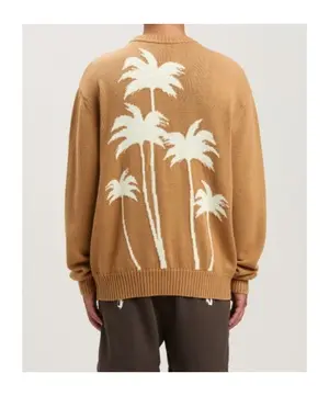 Palm Angels Palm Tree Intarsia Crewneck Knitted Jumper - Brown