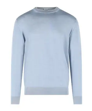 Eleventy Ribbed Crew Neck Knitted Sweater - Blue