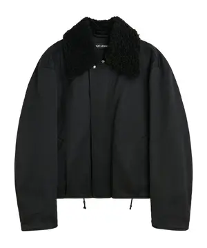 Our Legacy Ace Zipped Jacket With Detachable Faux Fur Collar - Black