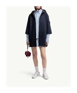 Moncler Zip-up Hooded Cape - Black