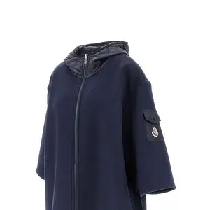 Moncler Zip-up Hooded Cape - Black