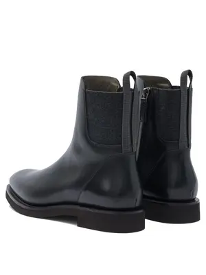 Brunello Cucinelli Leather Chelsea Boots With Embellishment