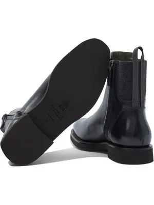 Brunello Cucinelli Leather Chelsea Boots With Embellishment
