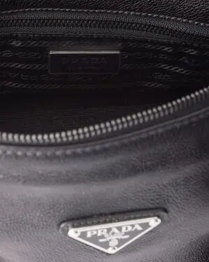 Prada Bonnie Medium Antiqued Leather Tote Bag - Black