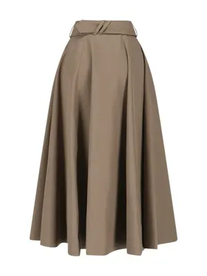 Burberry Gabardine Midi Skirt - Clay Brown