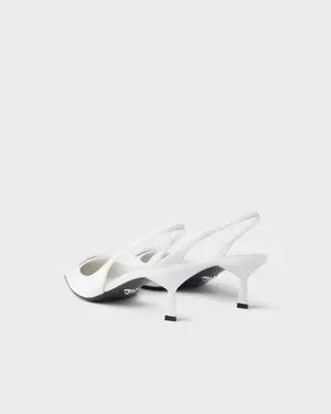 Prada Logo Detailed Slingback Pumps - White