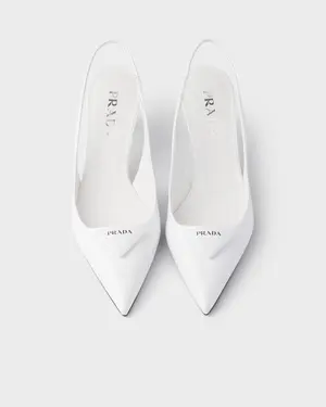 Prada Logo Detailed Slingback Pumps - White