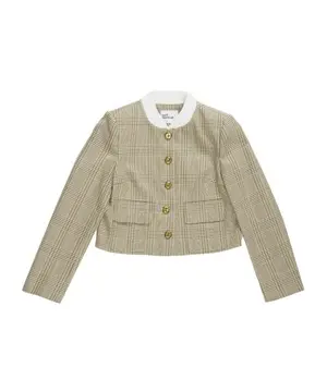 SELF-PORTRAIT Checked Wool Jacket - Brown