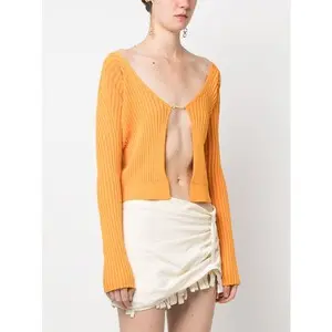 Jacquemus Ribbed Knit Cardigan - Orange