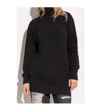 Versace Ribbed Knit Turtleneck Long Sleeve Jumper