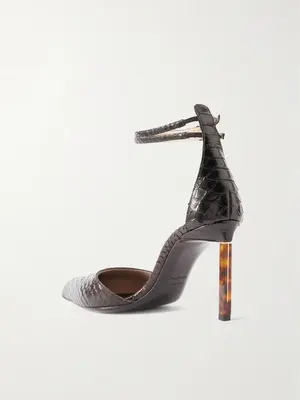 TOM FORD Snakeskin Leather High Heel Ankle Strap Pumps