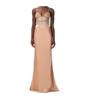 Elisabetta Franchi Corset-style Strappy Maxi Dress Nude