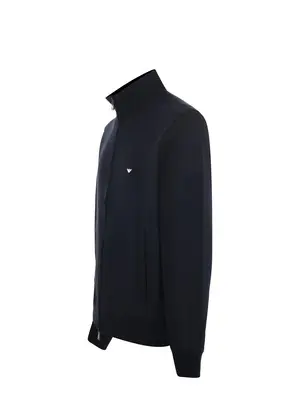 Emporio Armani Logo Zip-up Sweatshirt - Navy Blue