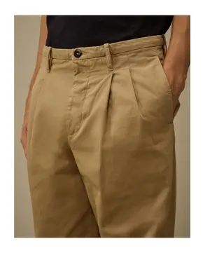 C.P. COMPANY Pleated Cotton-gabardine Loose Trousers - Beige