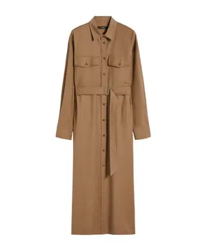 Max Mara Wool Flannel Belted Shirt Dress