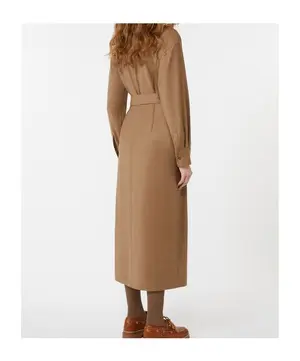 Max Mara Wool Flannel Belted Shirt Dress