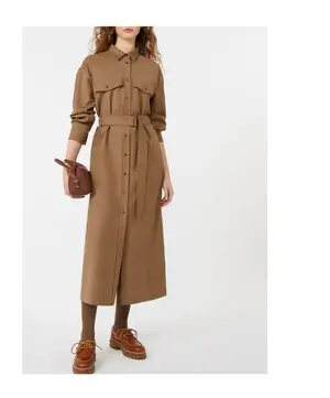 Max Mara Wool Flannel Belted Shirt Dress
