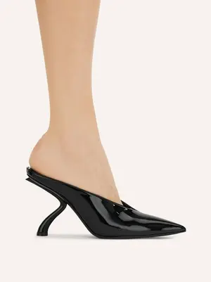 FERRAGAMO S-shaped Heel Mule - Black
