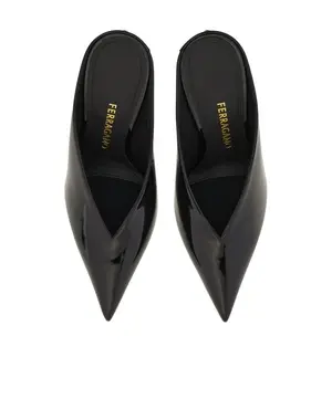FERRAGAMO S-shaped Heel Mule - Black