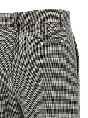 Valentino Garavani Belt Loop Houndstooth Wide Leg Trousers
