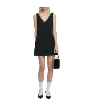 SELF-PORTRAIT Crystal-embellished V-neck Mini Dress