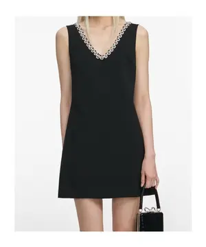 SELF-PORTRAIT Crystal-embellished V-neck Mini Dress