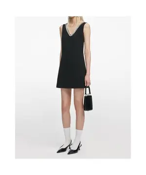 SELF-PORTRAIT Crystal-embellished V-neck Mini Dress