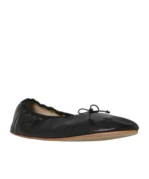 THE ROW Gathered Leather Ballet Flats