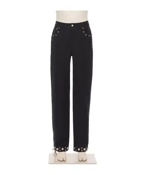 Valentino Garavani Embellished Eyelet Straight Leg Trousers
