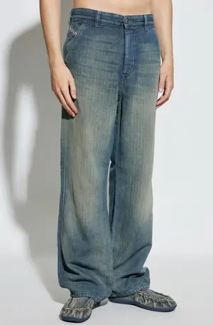 DIESEL® D-phant-chino Herringbone Faded Wide Leg Jeans