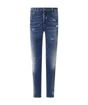 Dsquared2 Distressed Logo Detail Jeans - Blue