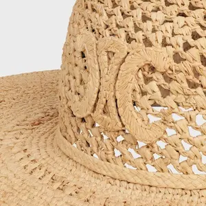 Celine Triomphe Raffia Wide-brimmed Hat