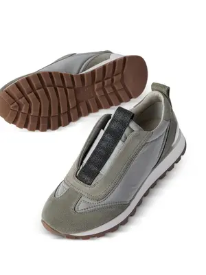 Brunello Cucinelli Monili Detailed Slip-on Sneakers - Gray