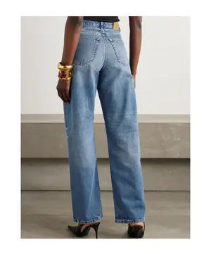 Saint Laurent V-waist Long Baggy Jeans