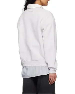 Acne Studios Fleece Crewneck Sweatshirt With Embroidered Face Logo - Grey