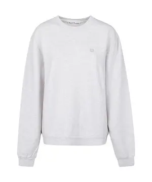 Acne Studios Fleece Crewneck Sweatshirt With Embroidered Face Logo - Grey