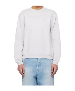 Acne Studios Fleece Crewneck Sweatshirt With Embroidered Face Logo