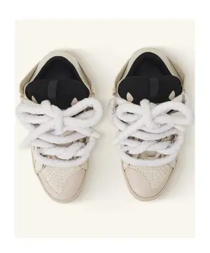 LANVIN Curb Lace-up Sneakers - Beige/black