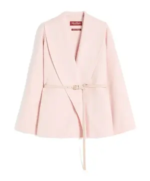 Max Mara Belted Shawl Collar Coat - Pink