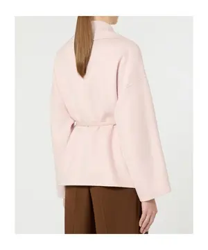 Max Mara Belted Shawl Collar Coat - Pink