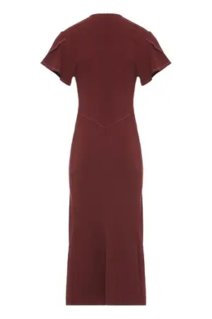 Victoria Beckham V-neck Twist Detailed Midi Dress - Red