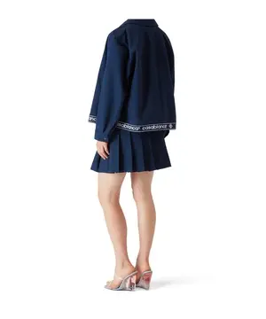 Casablanca Zip-up Collared Jacket With Logo Trim - Navy